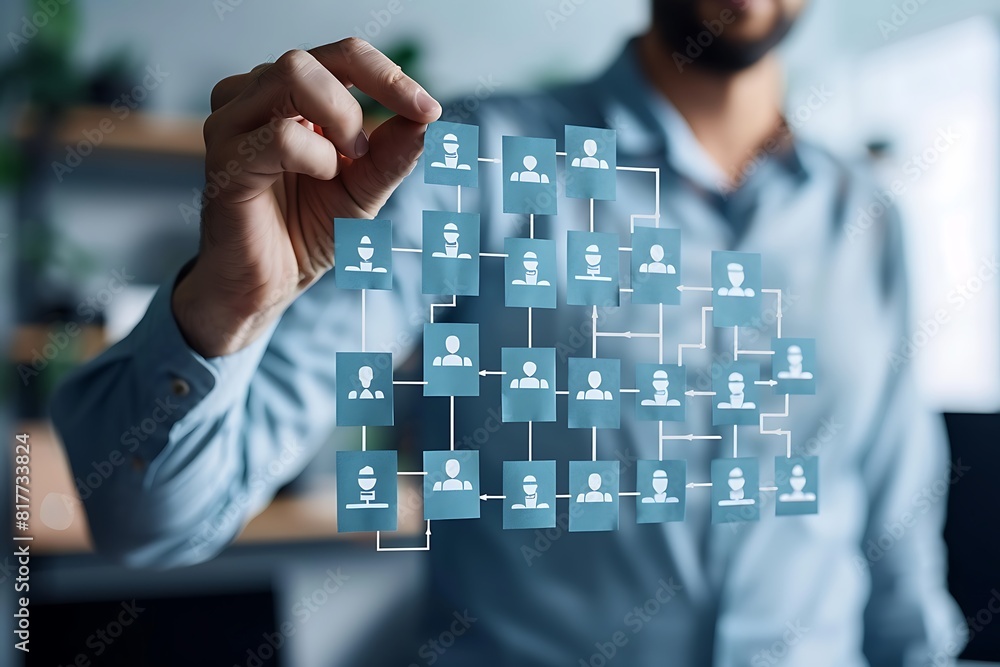 Organization chart with hierarchy structure of teams and employees in ...