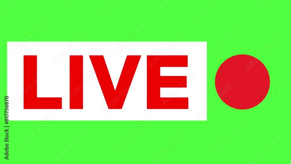 Live online stream blinking icon on green screen background Stock-Video ...