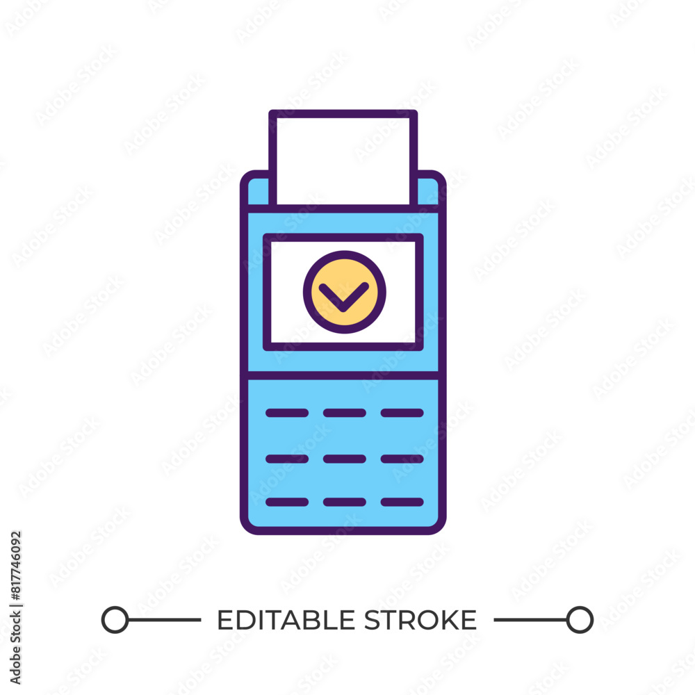 POS terminal RGB color icon. Successful transaction. Payment processing ...