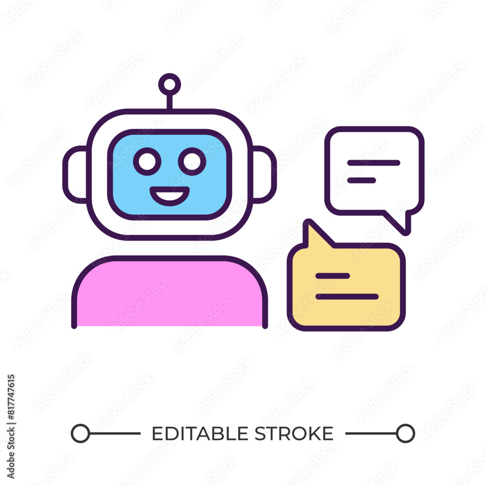 Talking chatbot RGB color icon. Chatbot and modern smart assistant ...
