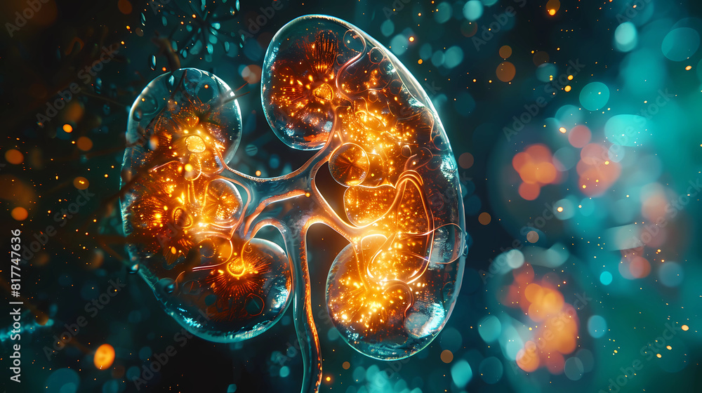 Illuminating Health: Bright 3D Visualization of a Kidney Stock Photo ...