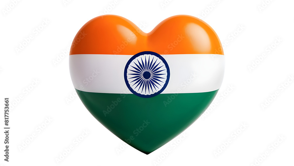 Heart-shaped indian flag isolated on transparent background Stock ...