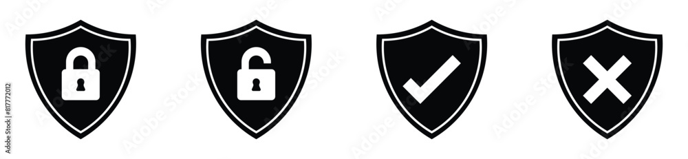 collection. Set of security shield icons, security shields logotypes ...