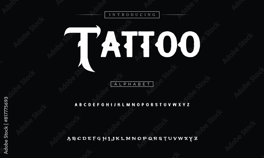 Vintage tattoo font. Font for the tattoo studio logos, alcohol branding ...