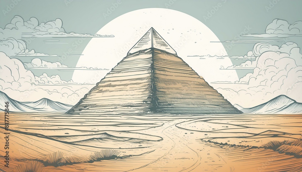 Une énorme pyramide dans le désert avec du sable, du sel et du ciel ...