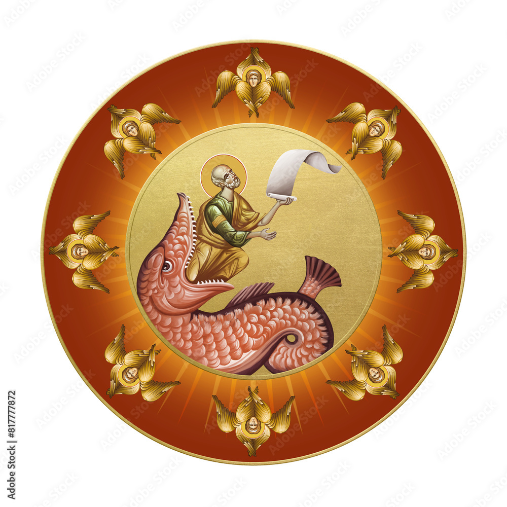 Christian traditional image of Saint Jonah and the Whale. Greek ...