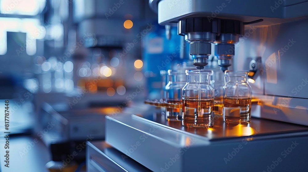 Lab equipment in use by scientists and researchers in a modern research ...