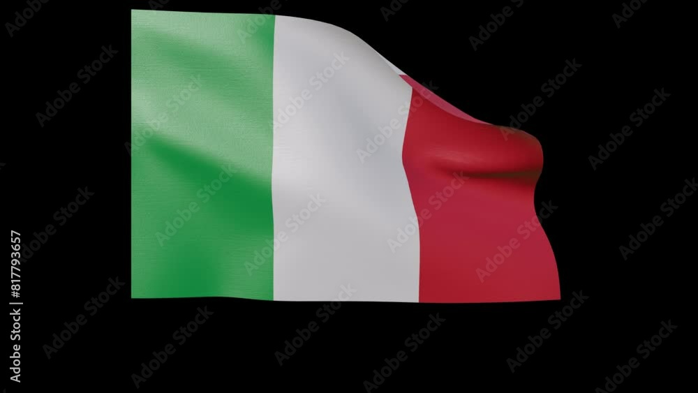 italian flag 4k 3d render of a waving banner fluttering in the wind. No ...