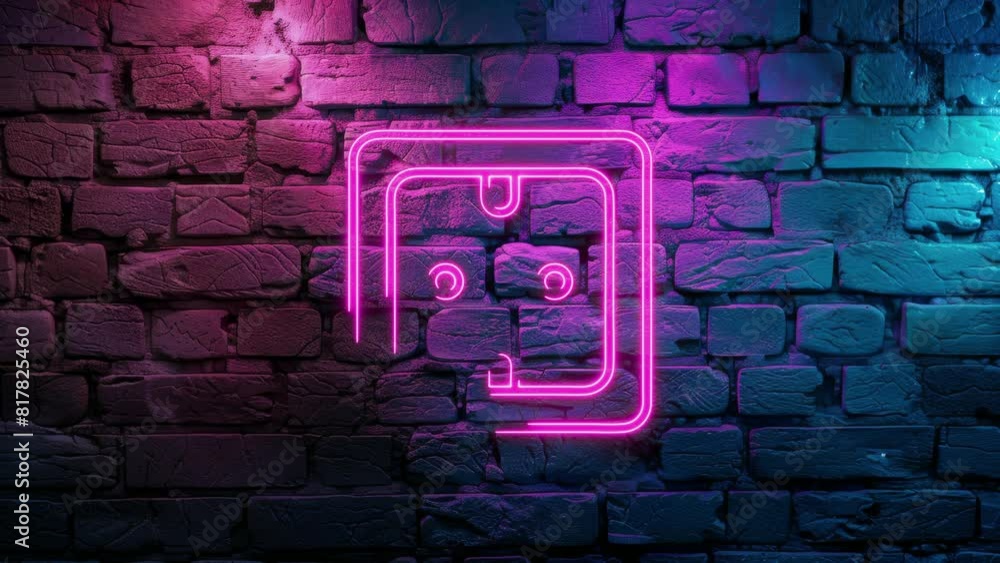 Video footage of Pink glowing Electric Socket, Plug sign neon icon on ...