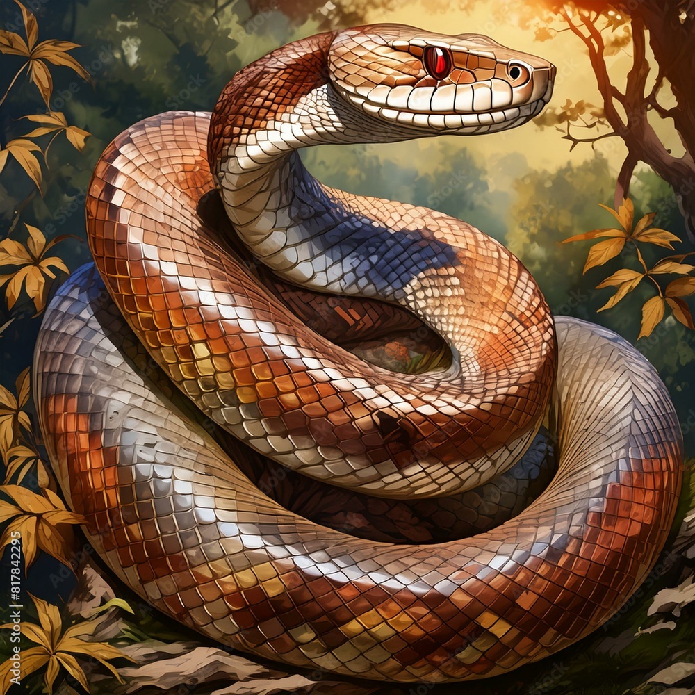 Fotografia do Stock: Faites un serpent jergon enroulé (botrhus pictus ...