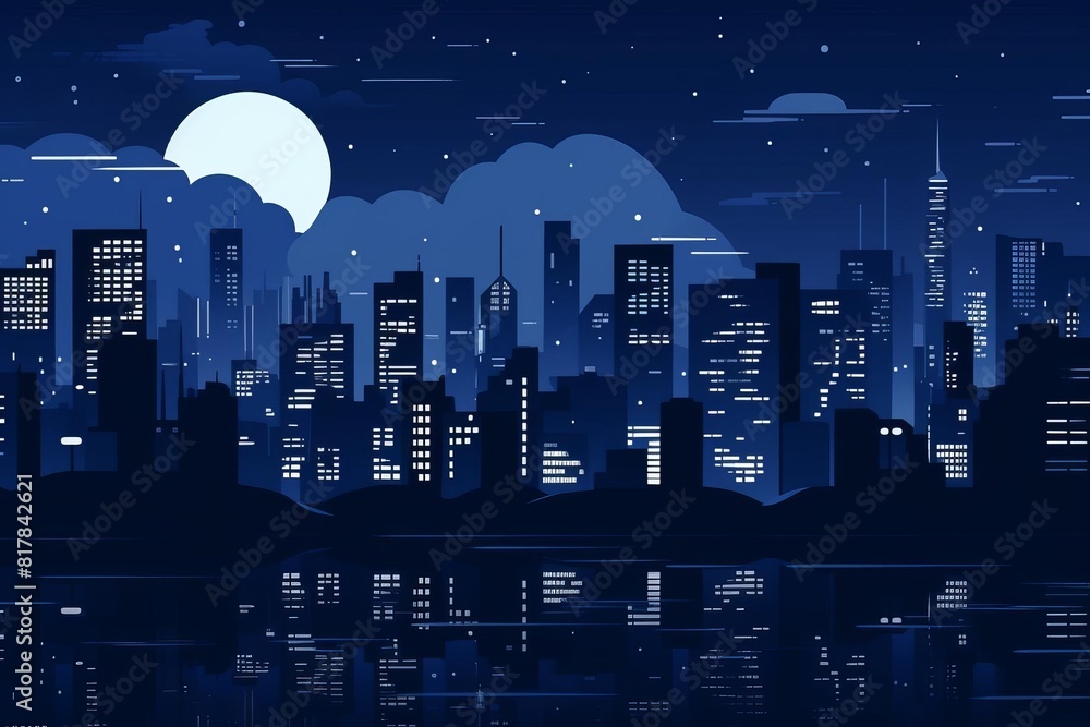 City night lights flat design top view nightlife theme animation ...
