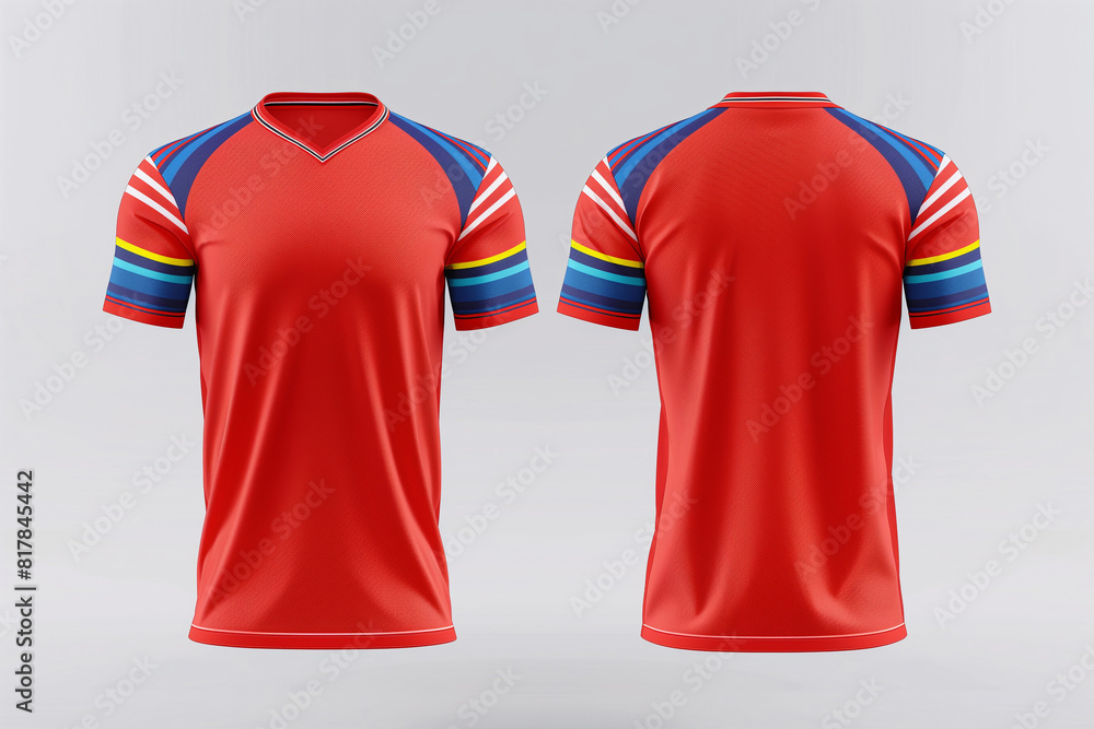 red jersey template for team club, jersey sport, front and back, Tshirt ...