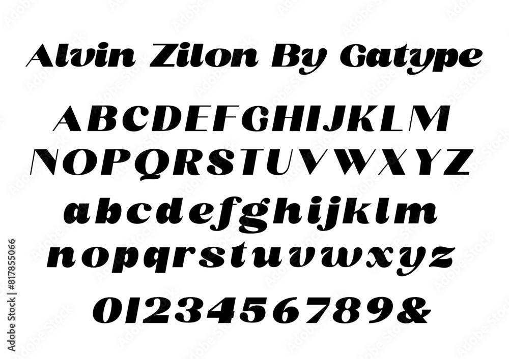Elegant serif font alphabet typeface font number and ampersand ...