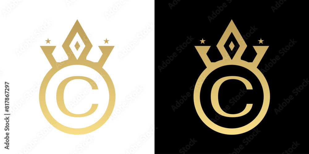 Letter C Crown Logo, Letter C Logo with crown Template for Sign Luxury ...