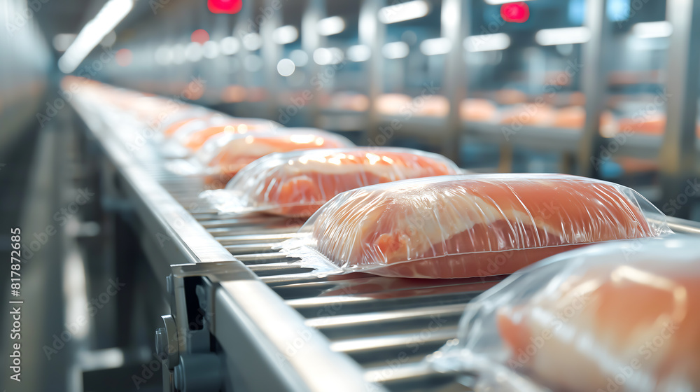 Conveyor Belt Food.Factory for the production of food from meat ...