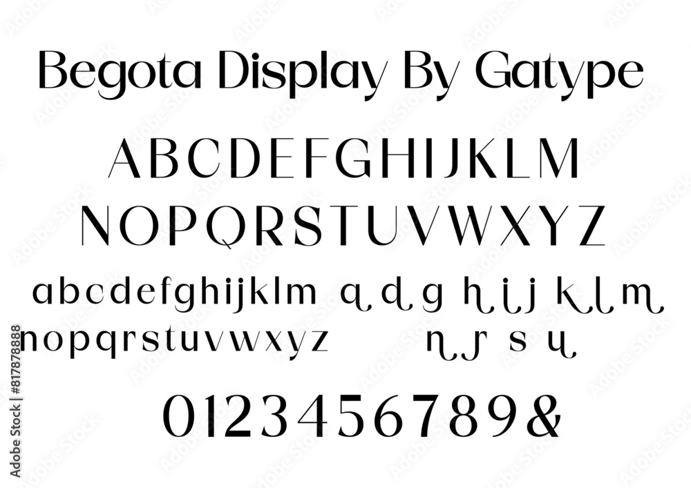 Elegant serif font alphabet typeface font number and ampersand ...