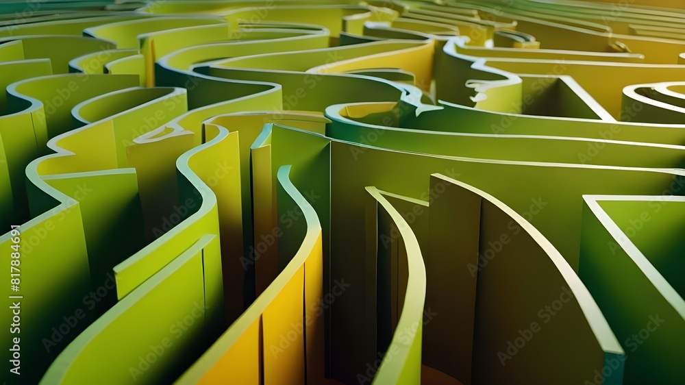 3d green labyrinth, abstract green background, modern design ...