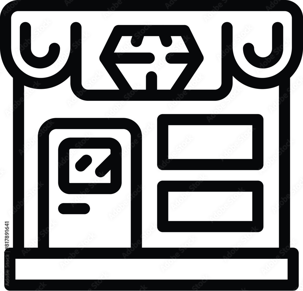 Minimalist vector illustration of a storefront line icon with editable ...