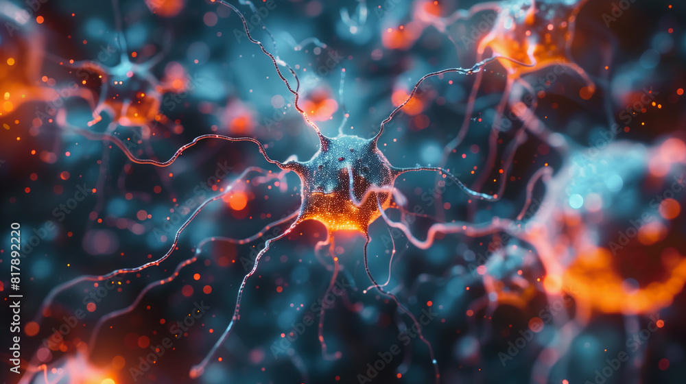 Abstract medical background with brain cells. Macro photography of the ...
