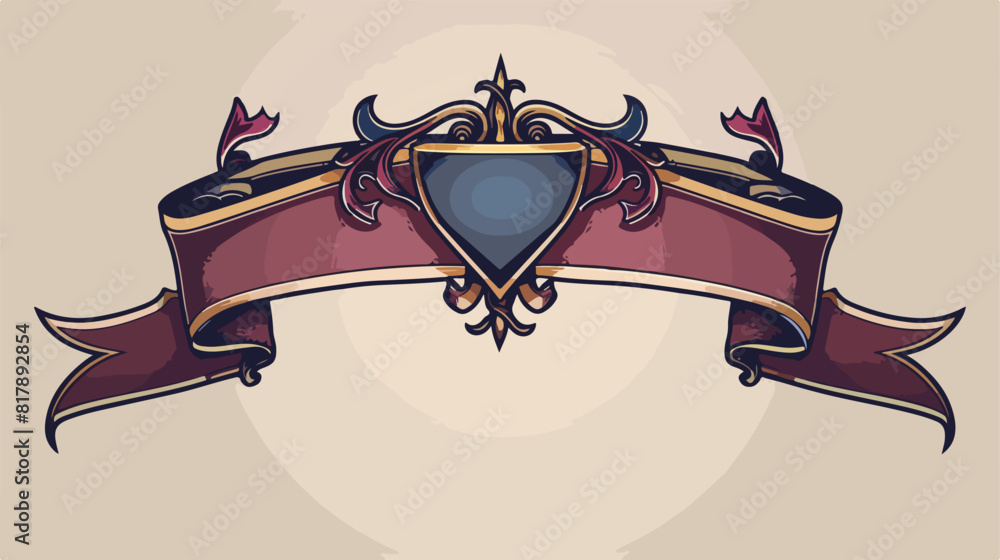 Sticker realistc heraldic border with long ribbon Stock Vector | Adobe ...