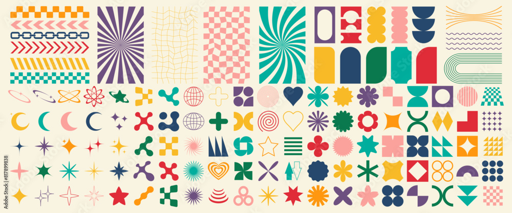 Big vector set of Y2K design elements. Trendy abstract minimalist ...