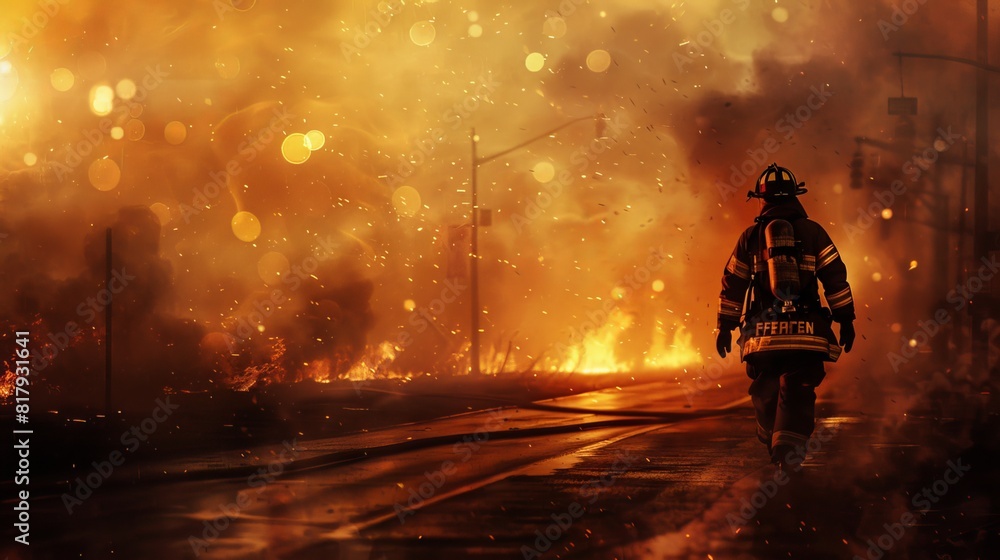 Firefighter Responding to a Fire: A firefighter races to the scene of a ...