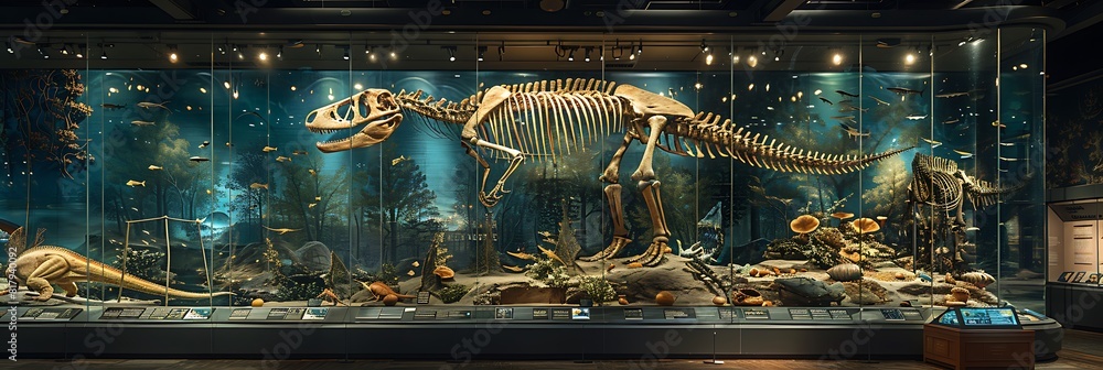 Paleontological Legacy Images of fossil exhibits displayed in museum ...