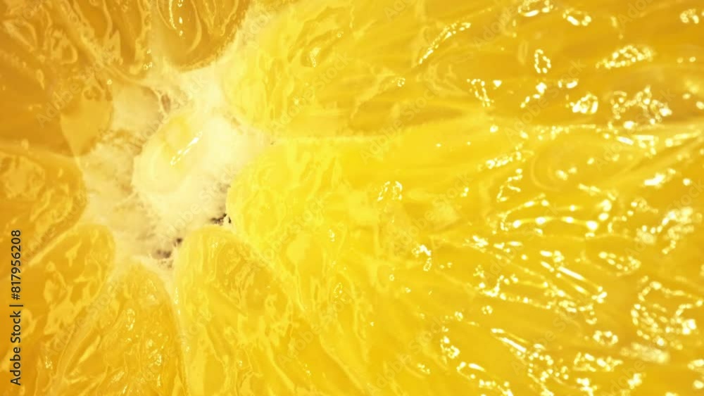 The macro photography of a sliced orange with vibrant orange color and ...