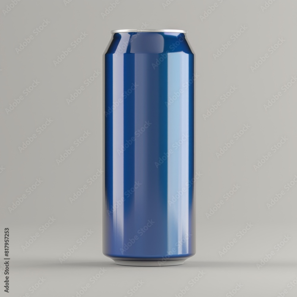 mockup of a tall blue soda can with no design or label, set against a ...