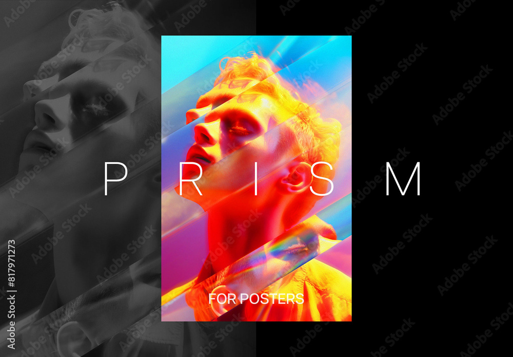 Rainbow Prism Poster Photo Effect Mockup With Generative AI Stock ...