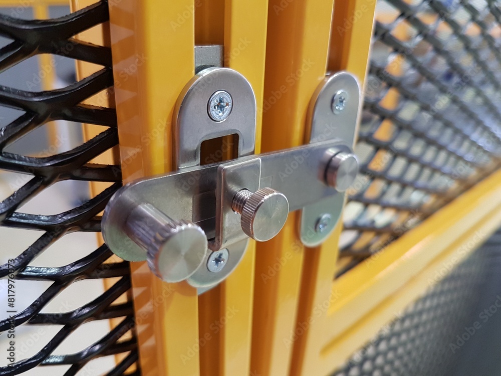 SUS Latch with bolt lock has been installed to yellow aluminum safety ...
