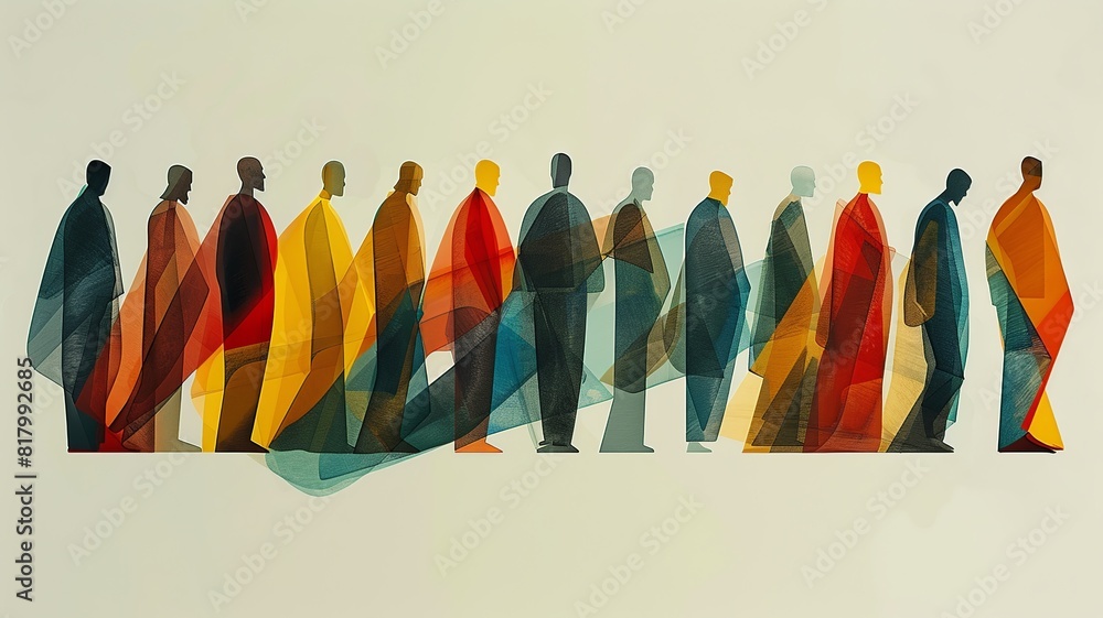 A minimalist illustration featuring Jesus and the 12 disciples ...