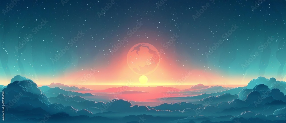 Celestial entities flat design front view celestial realms theme ...