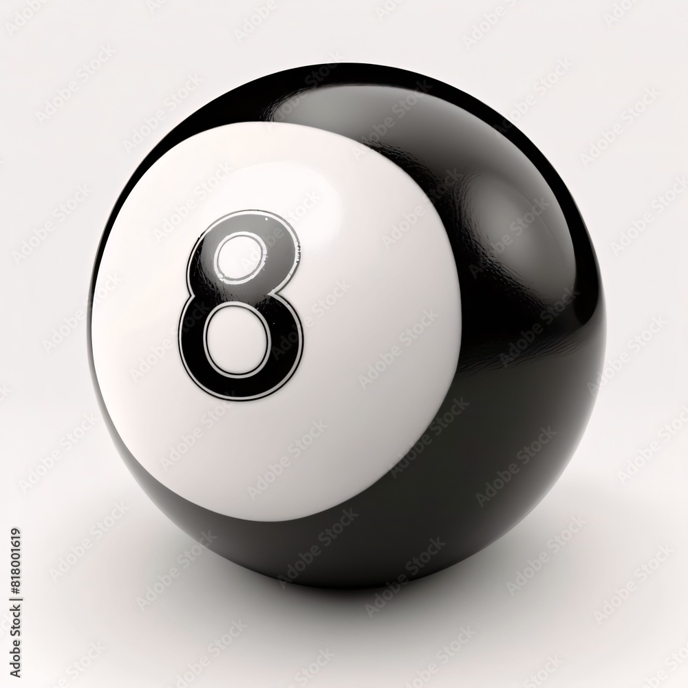 8 ball of billiard. 3D image. Isolated white background. Stock ...