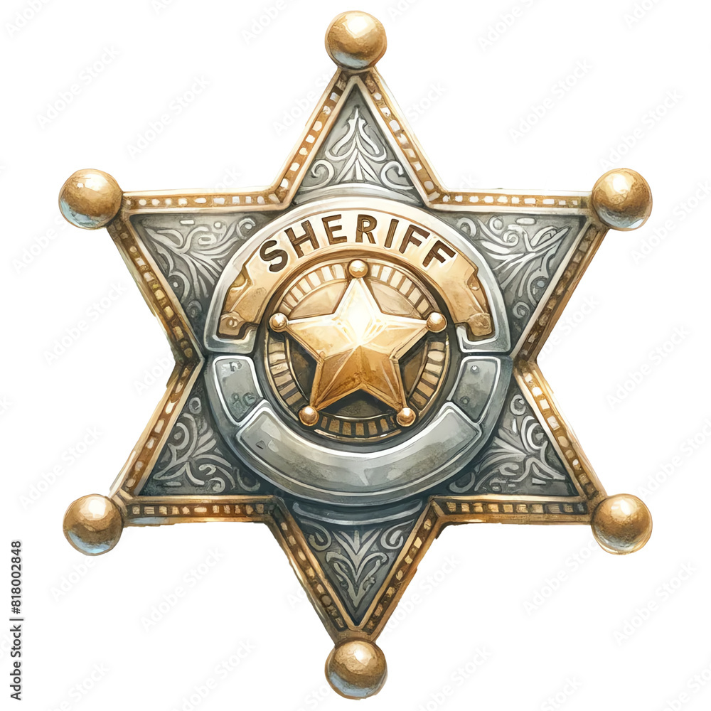 Sheriff badge on a white background. 3d rendering. Computer digital ...