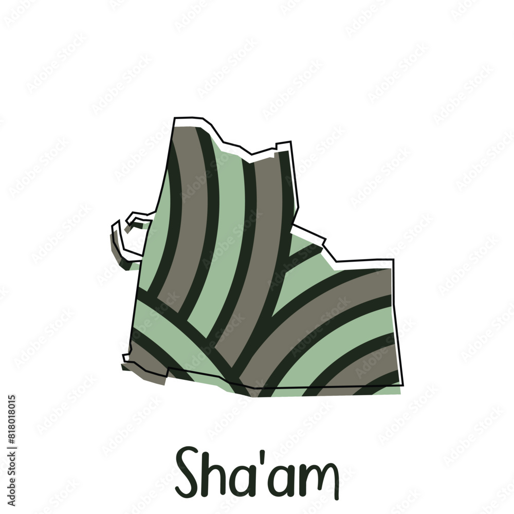 Sha'am Map City illustration design, Simplified map of Sha'am region in ...