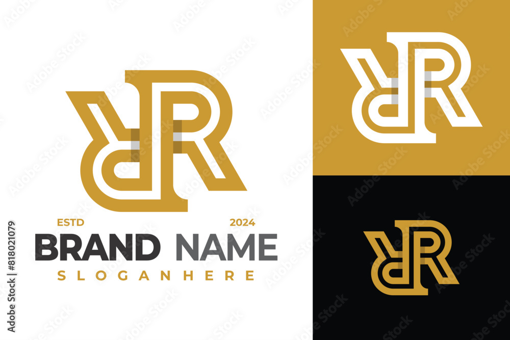 Letter RR Monogram logo design vector symbol icon illustration Stock ...