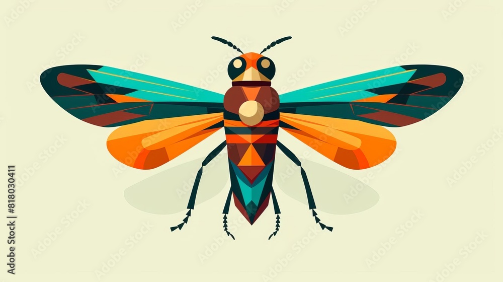 insect closeup flat design side view garden theme cartoon drawing ...