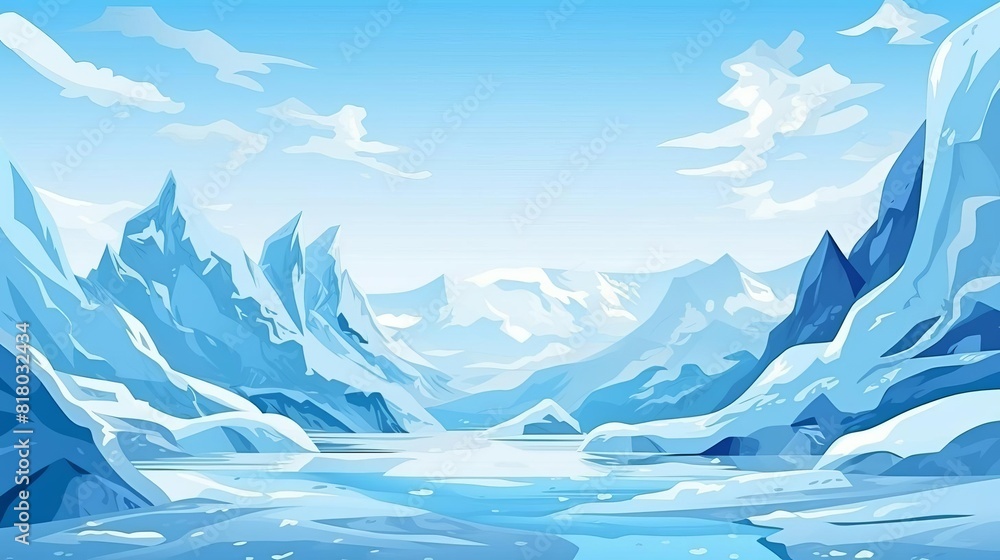 melting glaciers flat design top view climate change theme cartoon ...