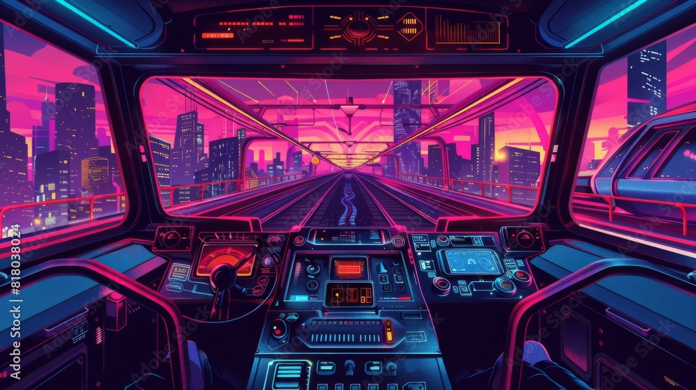 Generate an image of a smart train equipped with IoT devices and ...