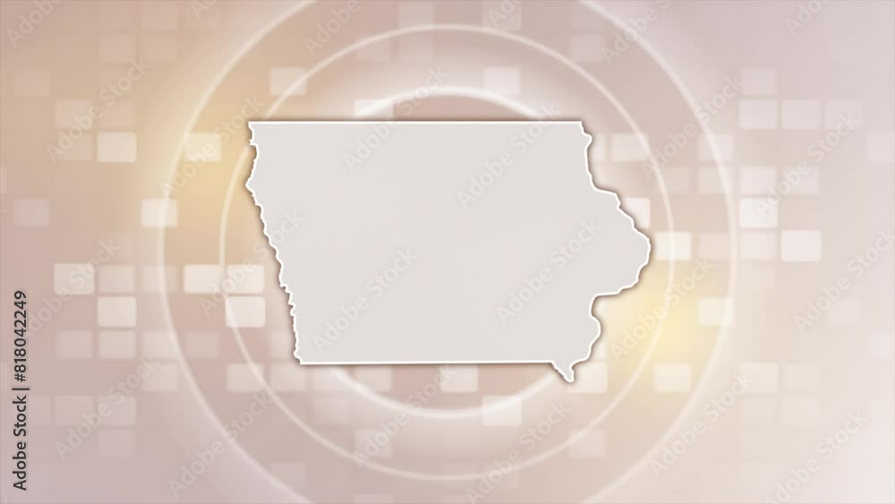 Iowa State (USA) Animated Map on Minimal Background, Multi Purpose ...
