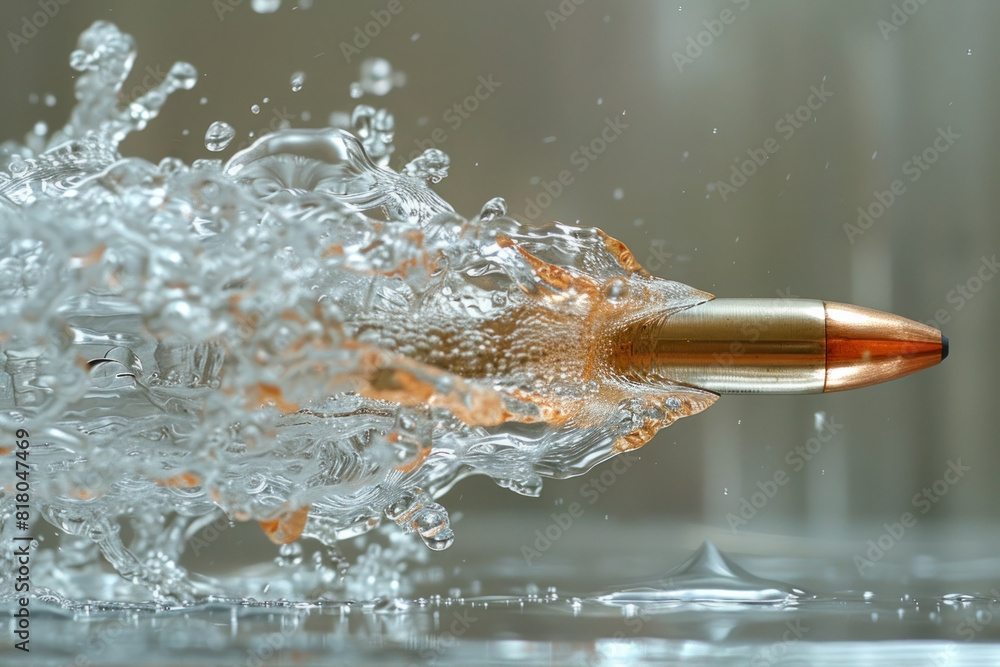 A high-speed camera capturing a bullet in mid-air as it passes through ...