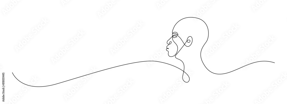 African man drawing one continuous line. Happy juneteenth, black ...