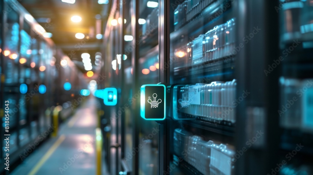 Illustrate IoT sensors embedded in refrigerated containers and storage ...