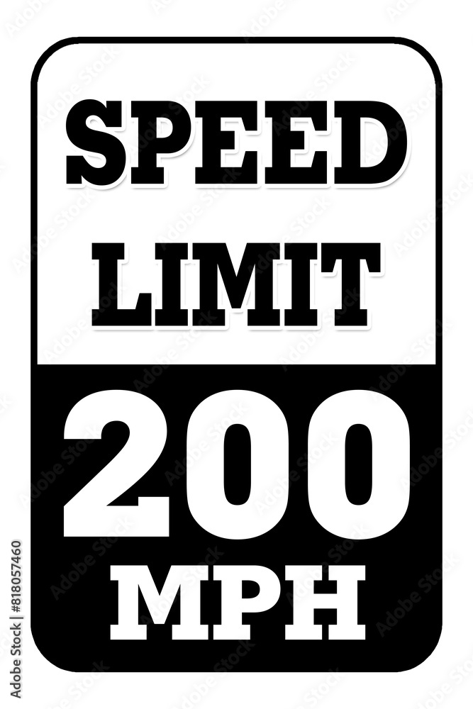 200 MPH Maximum speed sign speed limit sign illustration vector ...