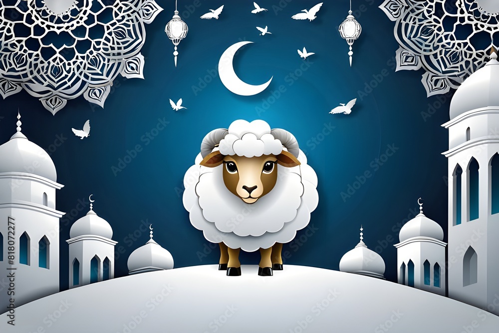 greeting card for Eid al-Adha holiday with copy space, eid al adha ...