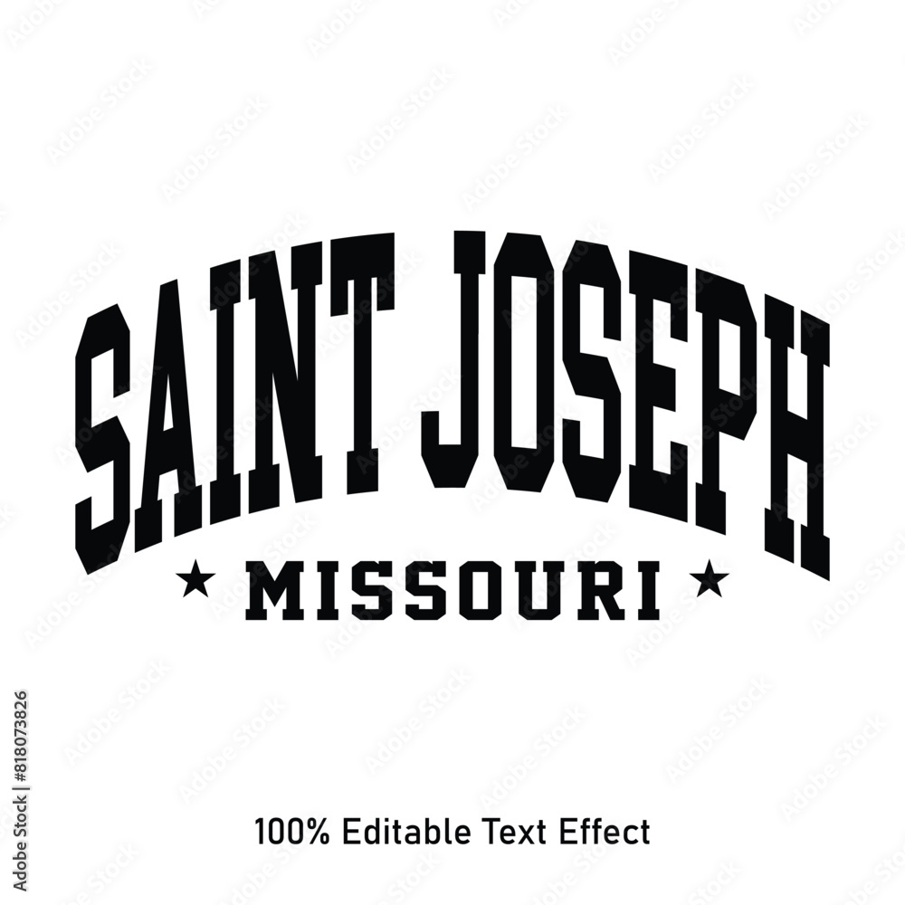 Saint Joseph text effect vector. Editable college t-shirt design ...