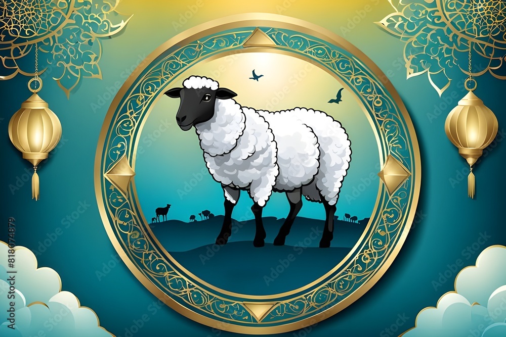 greeting card for Eid al-Adha holiday with copy space, eid al adha ...