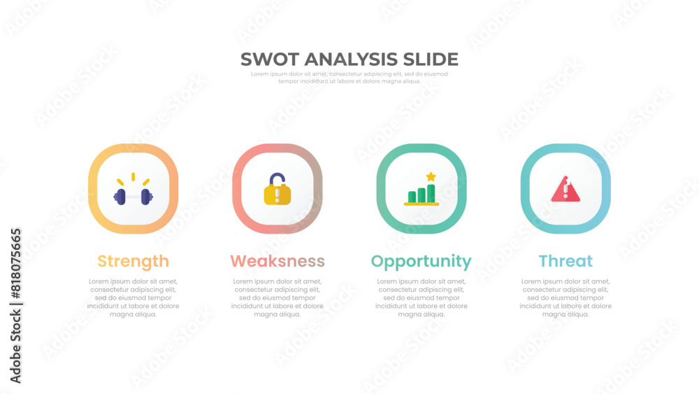 SWOT Analysis Template design Stock Vector | Adobe Stock
