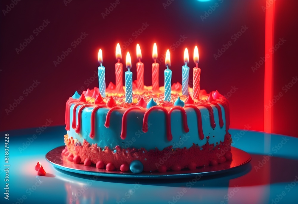 elegent realistic birthday cake with candles isolated on transparent ...